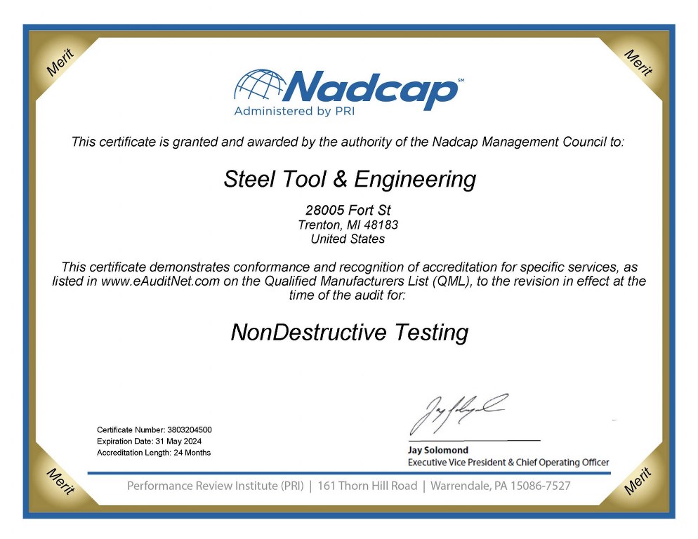 NADCAP accredited and AS9100D certified